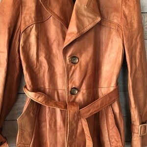 Vintage | Jackets & Coats | Vintage Pig Skin Leather Trench Coat ...